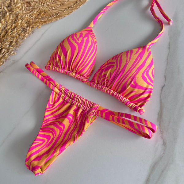Bikini Neon Zebra - Strings Bottom – Blue Sky Bikinis